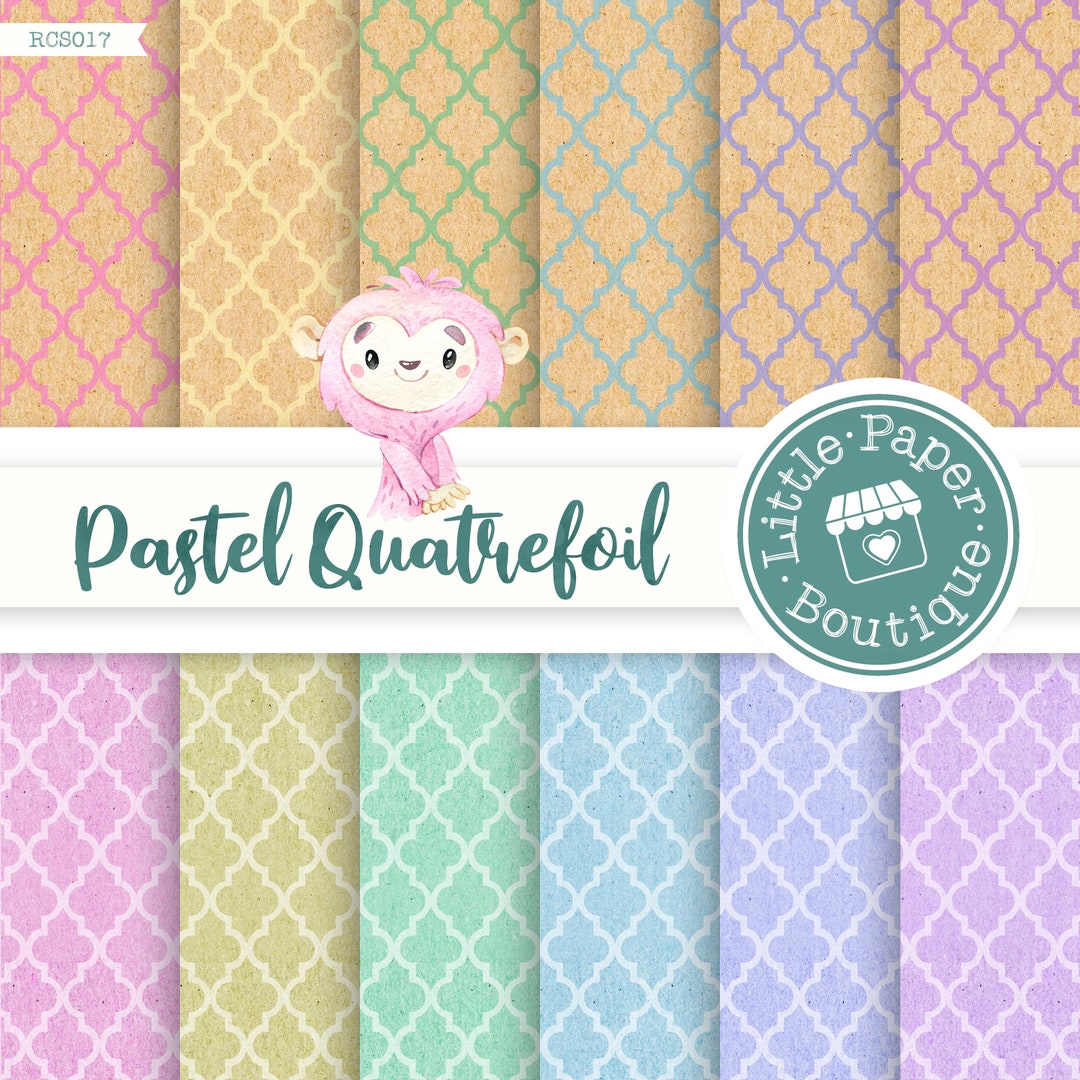 Pastel Quatrefoil Digital Paper Pack Rainbow Digital Paper Rainbow and ...