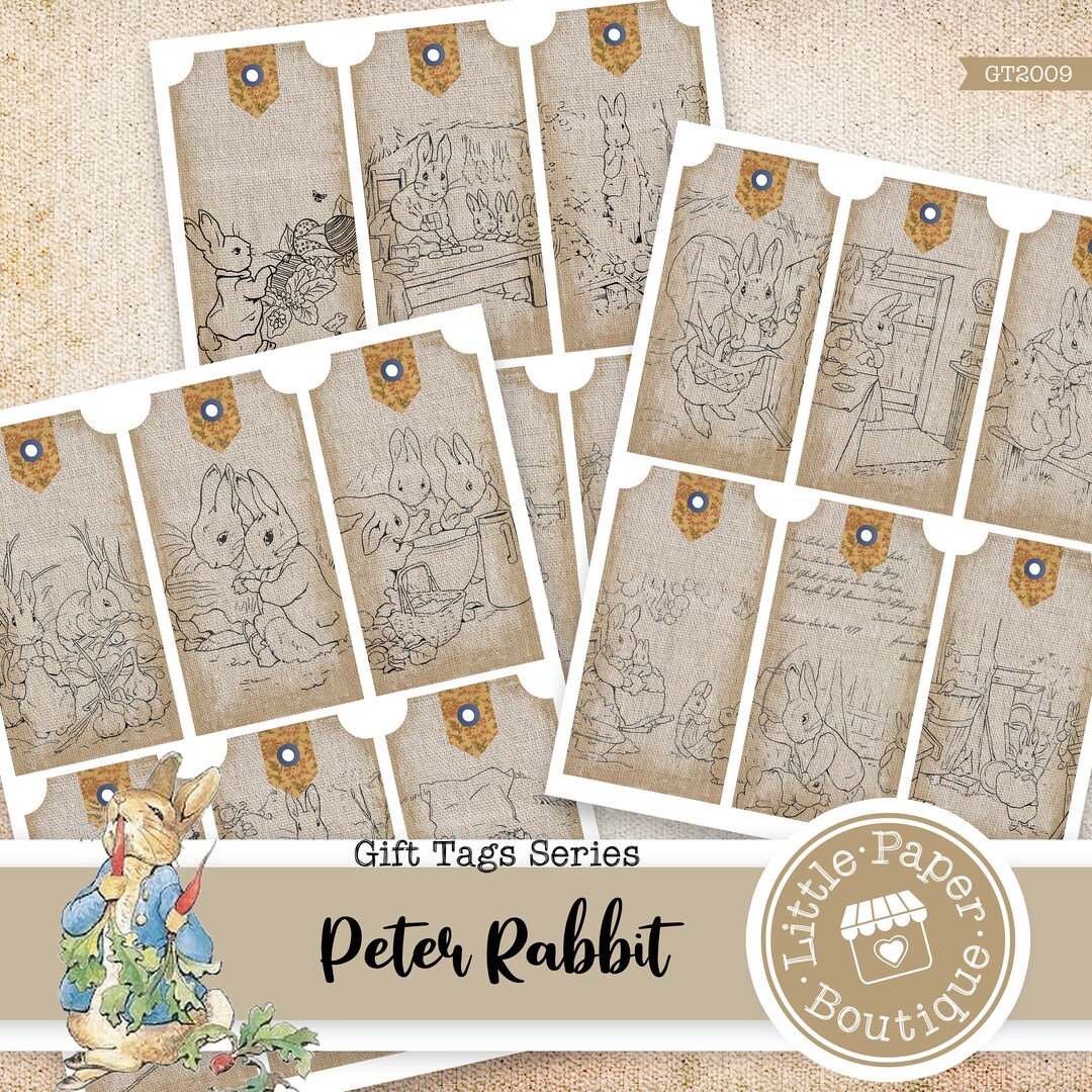 Peter Rabbit by Beatrix Potter Digital Gift Tags Printable, Vintage ...