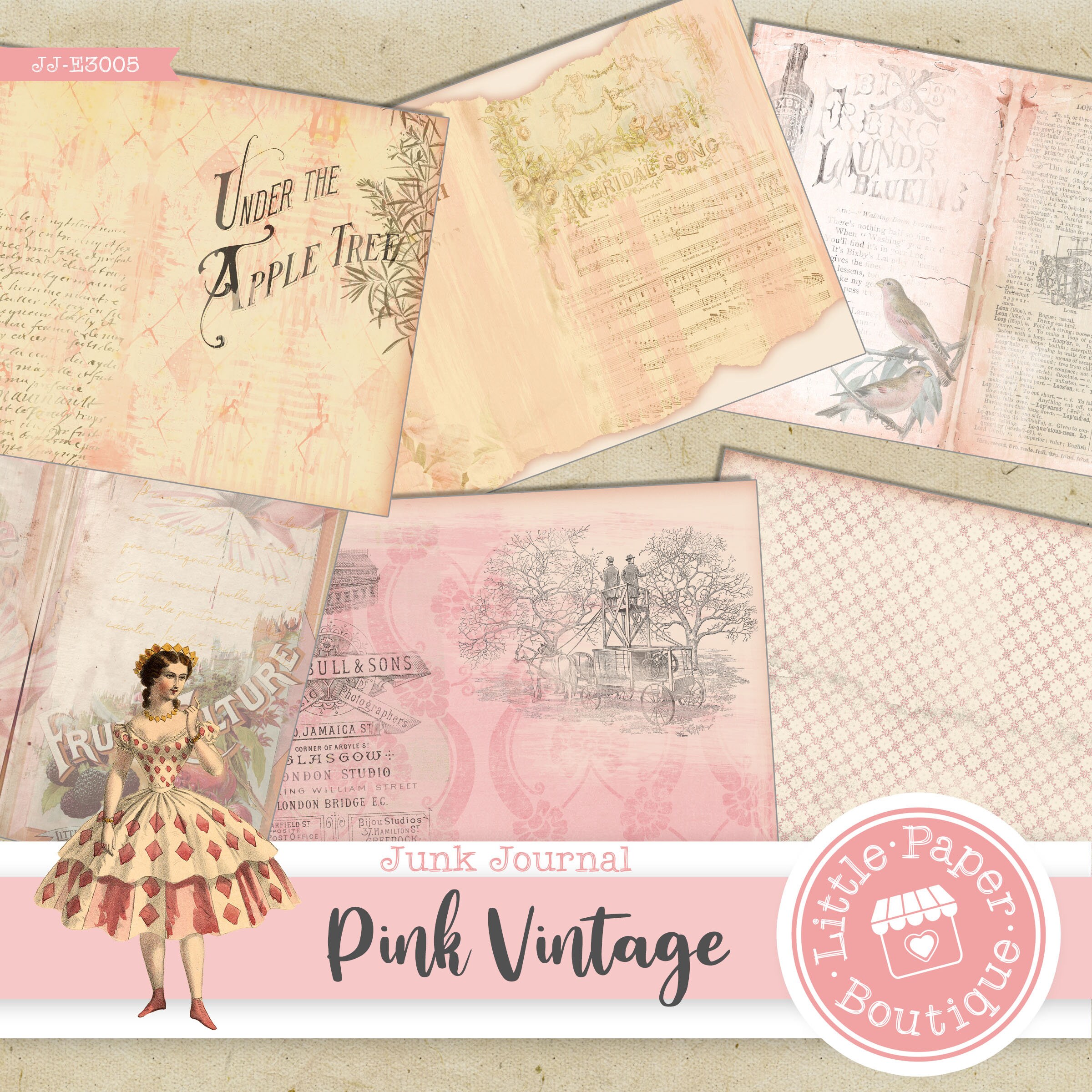 Vintage French Pink Digital Junk Journal Kit FULL KIT With - Etsy