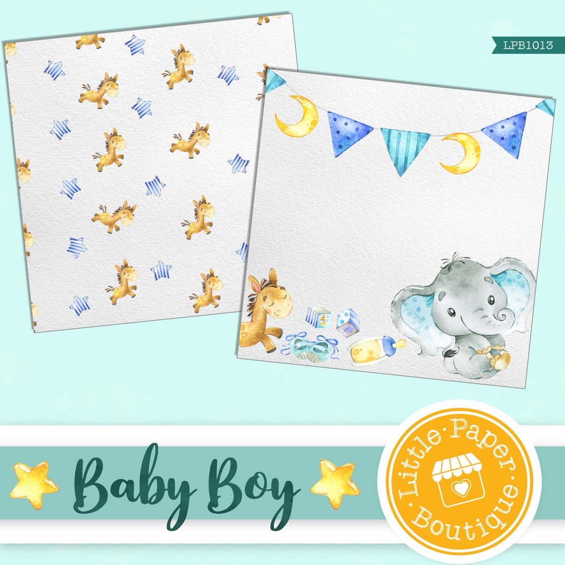 Baby Blue Digital Paper Blue Grey Baby Boy Digital Paper | Etsy