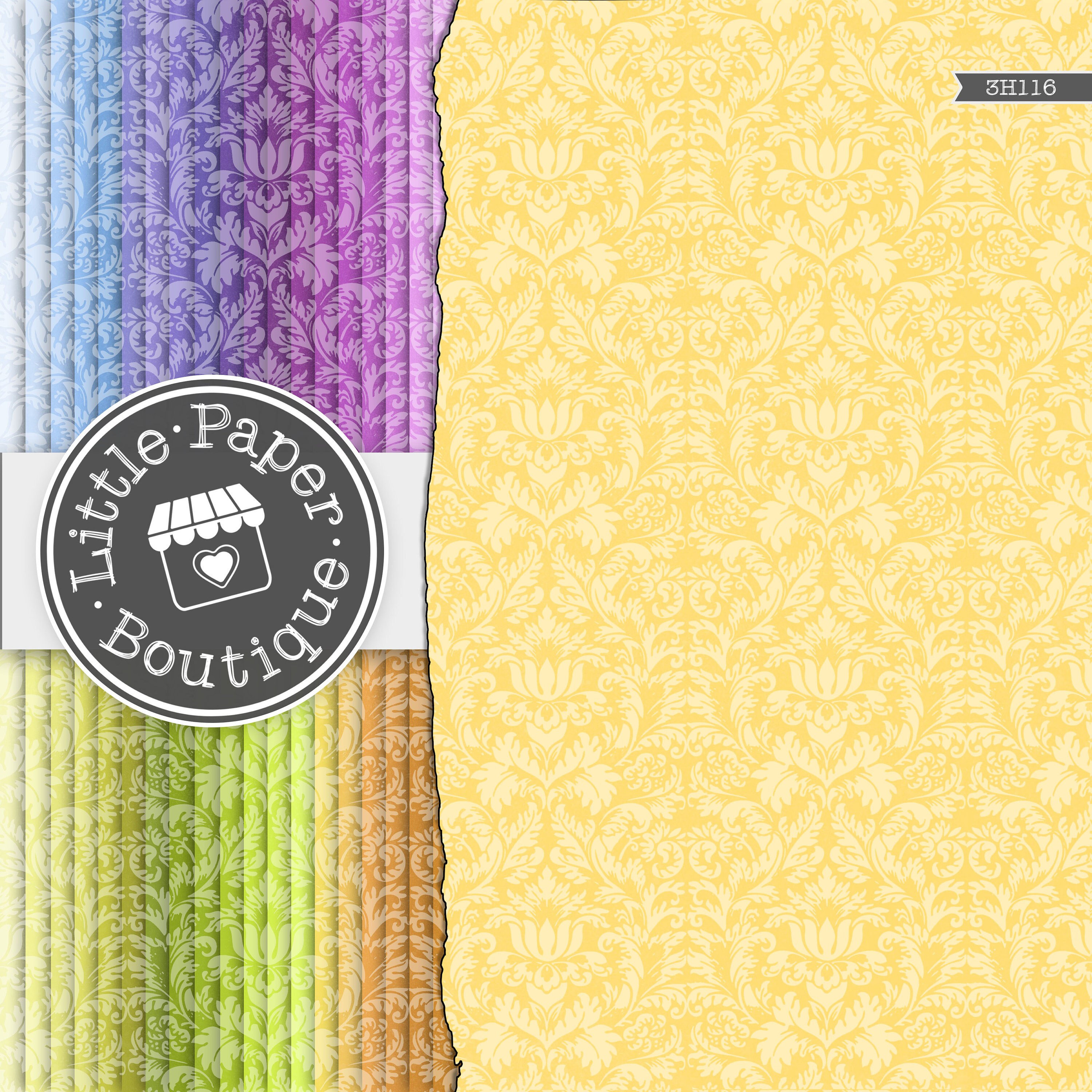 Tinted Damask Digital Paper Rainbow Colors Damask Background Bright ...