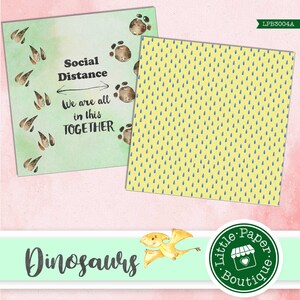 Quarantine Dinosaur Papers, Stay Home Social Distancing Tags Scrapbook ...