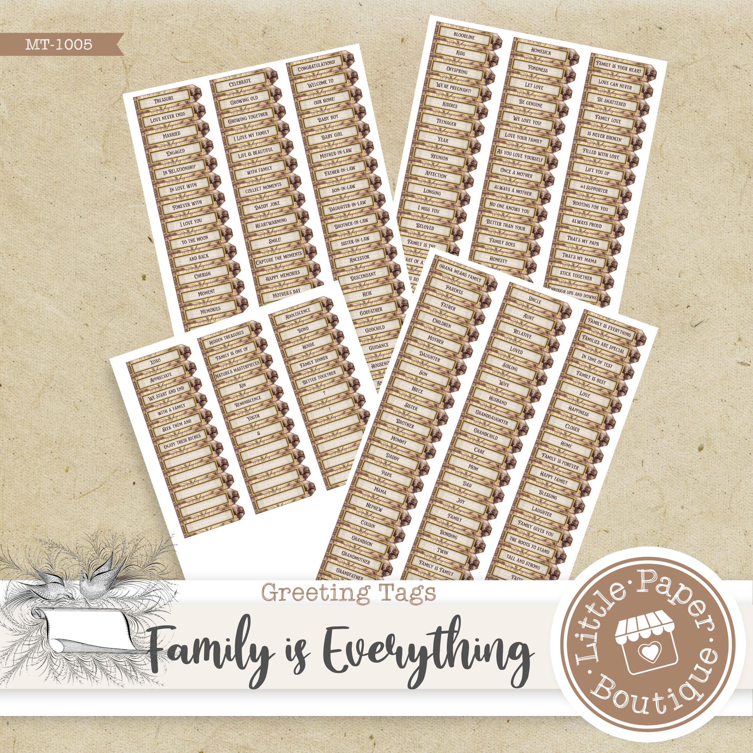 Junk Journal Labels, Quotes, Family Words, Printable Digital Collage ...