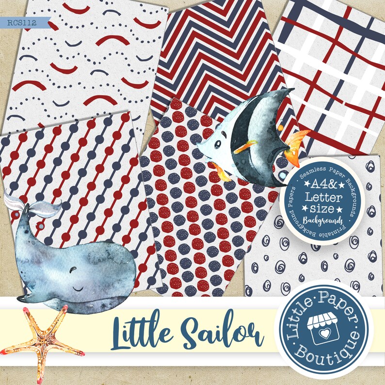 SEAMLESS A4 Letter Nautical Scrapbook Papers With Sail Boats Sailor ...