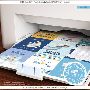 Baby Elephant Boy Digital Printable Paper With Ephemera Elements ...