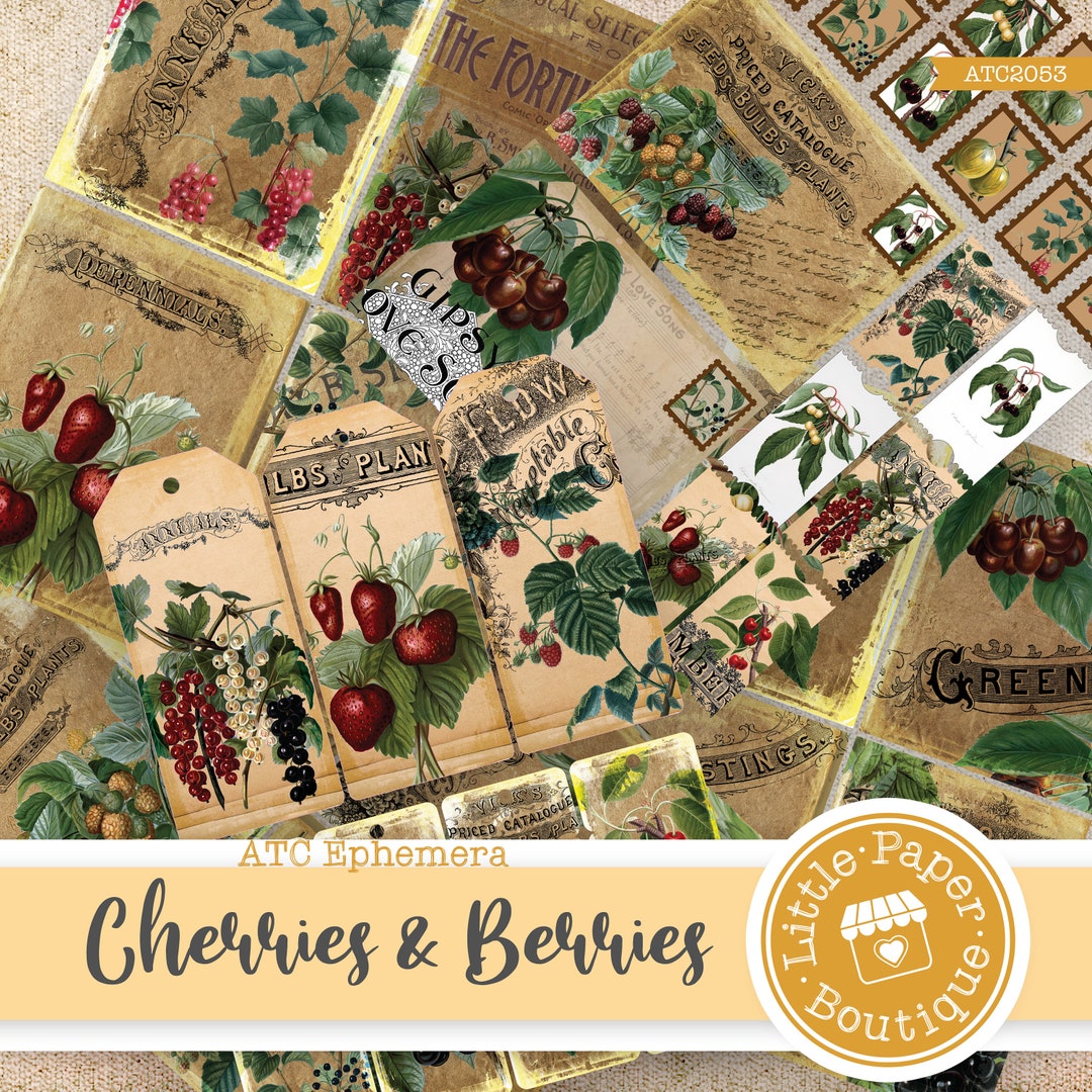 Vintage Junk Journal Kit Printable Cherry Berries English Garden ...
