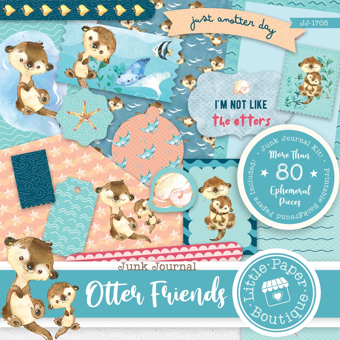 Sea Otters Family Digital Junk Journal Kit (FULL KIT) With Scrapbook ...
