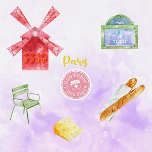 Paris Watercolor Clipart, France, Eiffel Tower, France, Roses Flowers ...