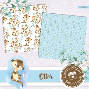 SEAMLESS Otter Scrapbook Papers,watercolor Otters,cute Otters and Sea ...