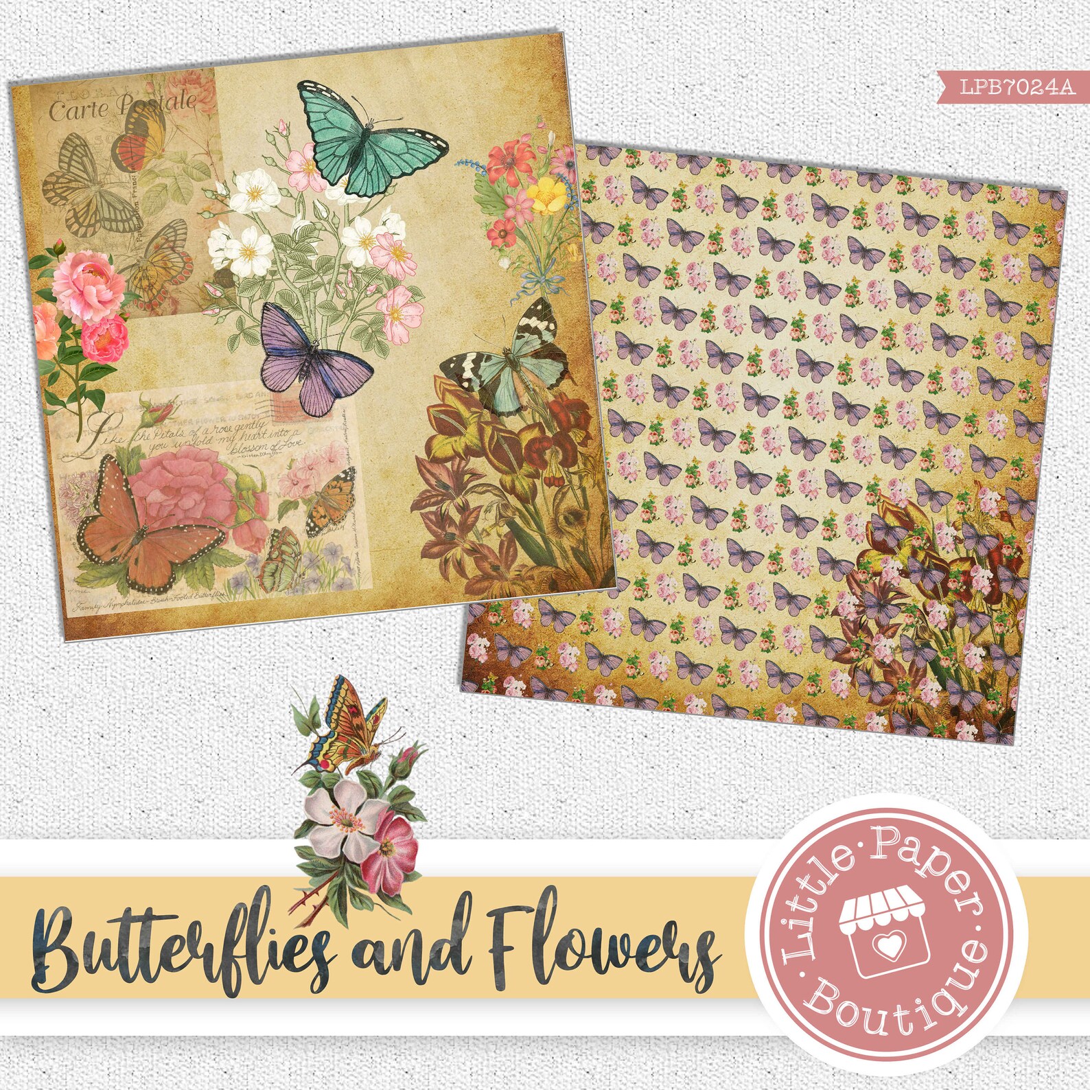 Butterfly Paper Pack Printable Paper Pack Scrapbook | Etsy