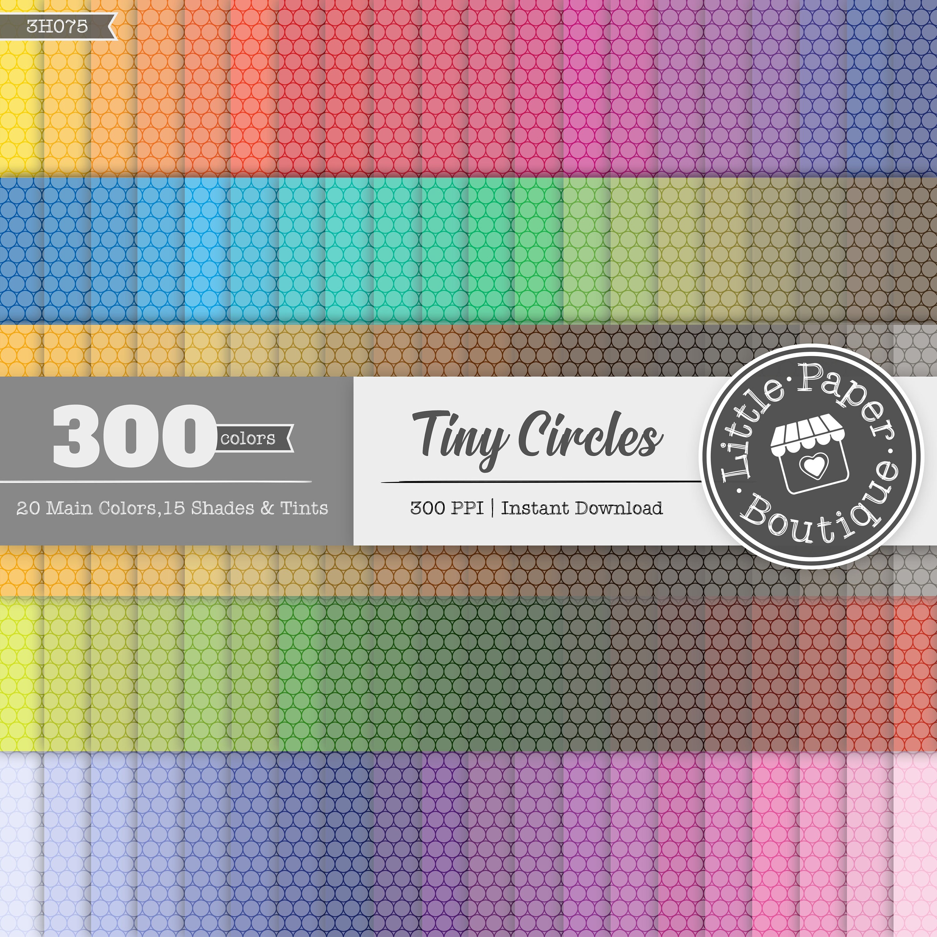 Retro Circles Digital Paper 100 Rainbow Colors Classic Diamond Circles ...