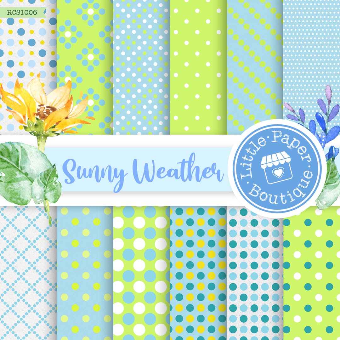 Blue and Green Medley Teal Blue Digital Paper Pack Digital Paper Light ...