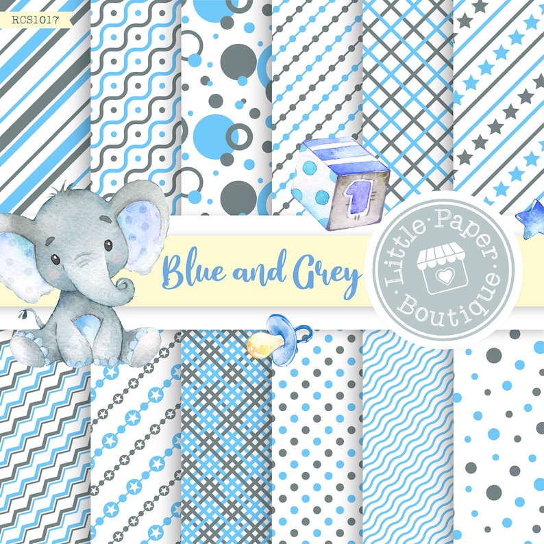 SEAMLESS A4 Letter Baby Blue Digital Paper, Blue, Grey, Baby Boy ...