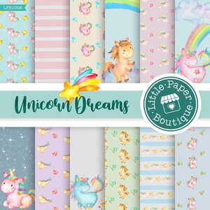Unicorn Digital Paper,scrapbook Paper,unicorn Digital,unicorn Papers ...