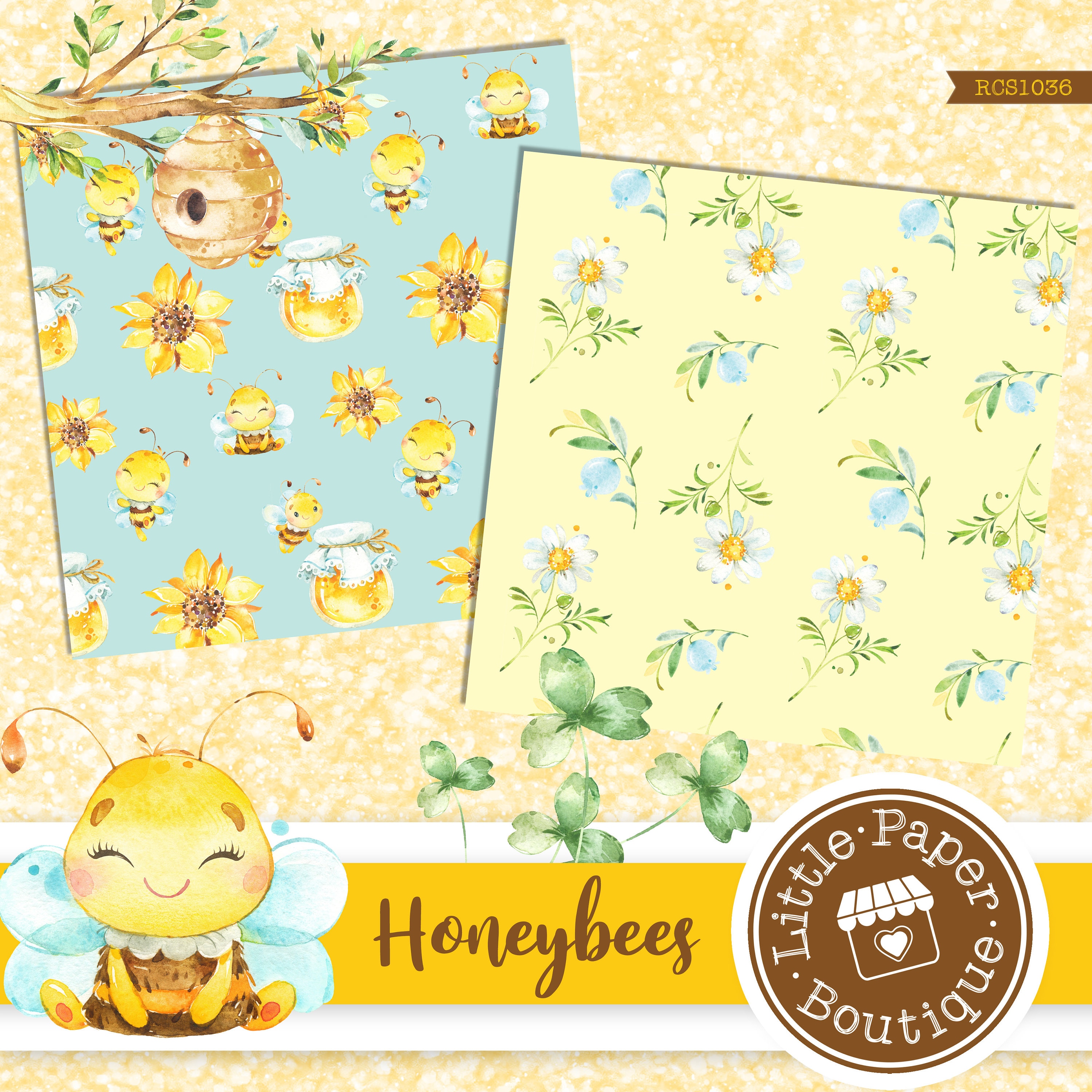 SEAMLESS Busy Bee Digital Paper, Scrapbook Papers, Background, Polka ...