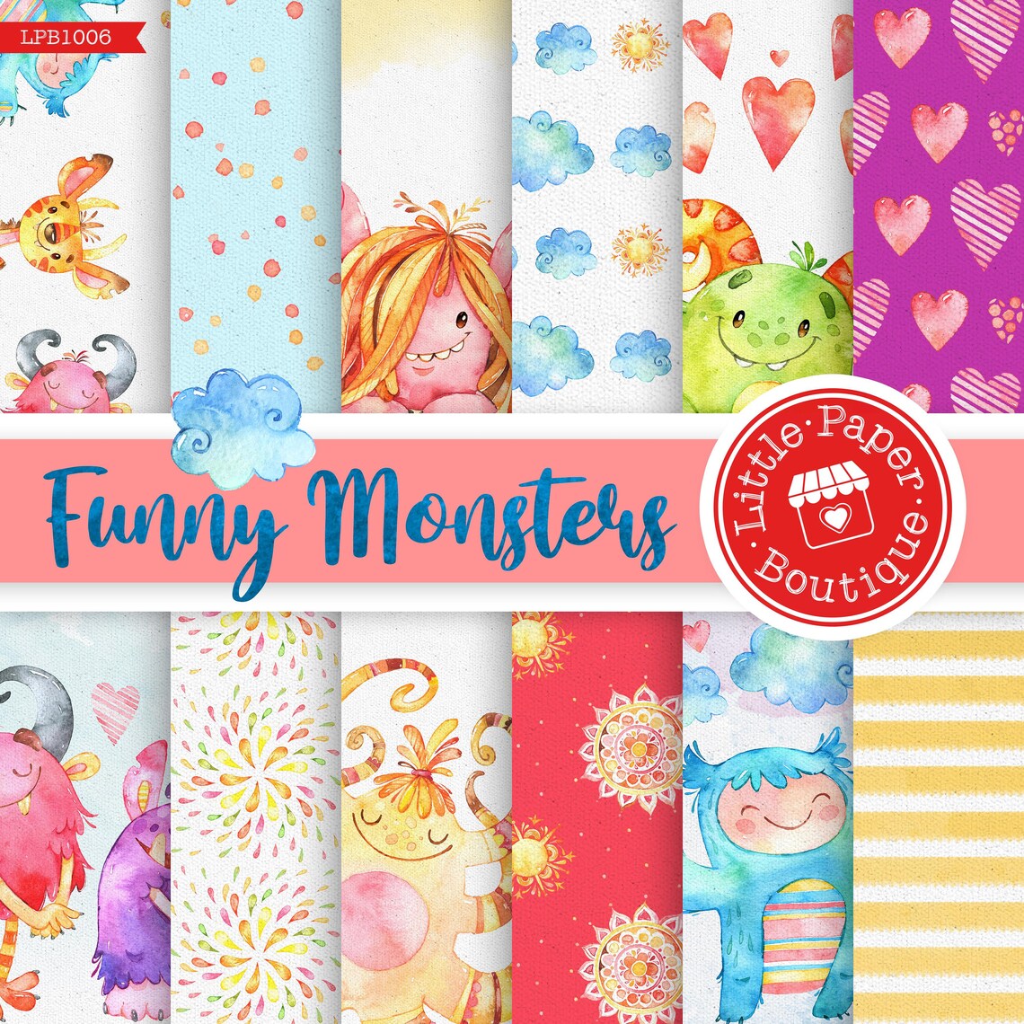 Monster School Digital Paper Backgrounds for Digital - Etsy