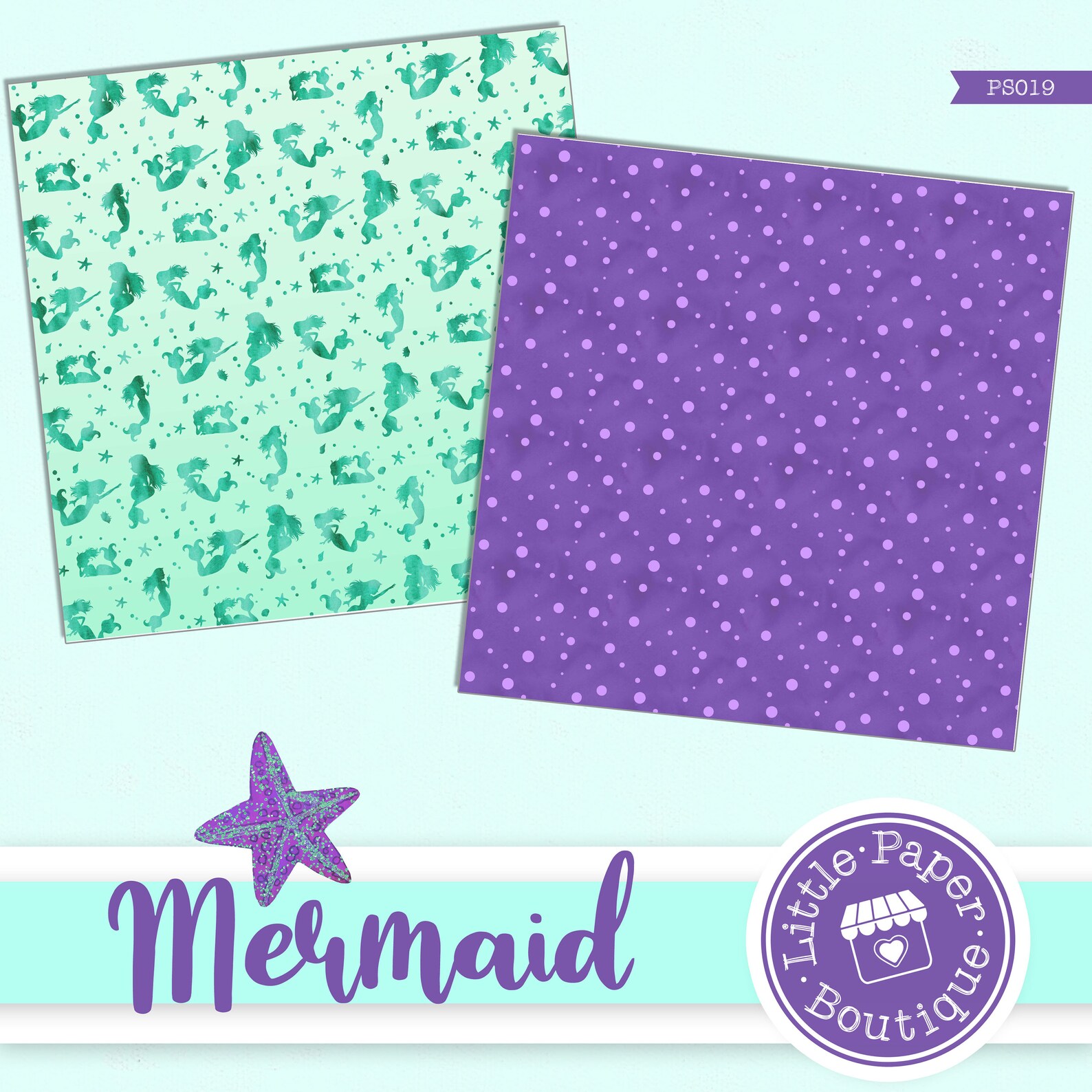 Mermaid Glitter Digital Papers Nautical Papers Ocean Papers - Etsy