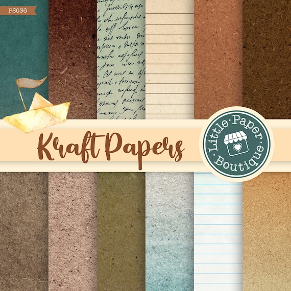 Kraft Digital Papers Cardboard Backgrounds Brown Scrapbook - Etsy