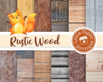 Rustic Wood Textures, Natural Rustic Wood Digital Paper, 12x12 Inches ...