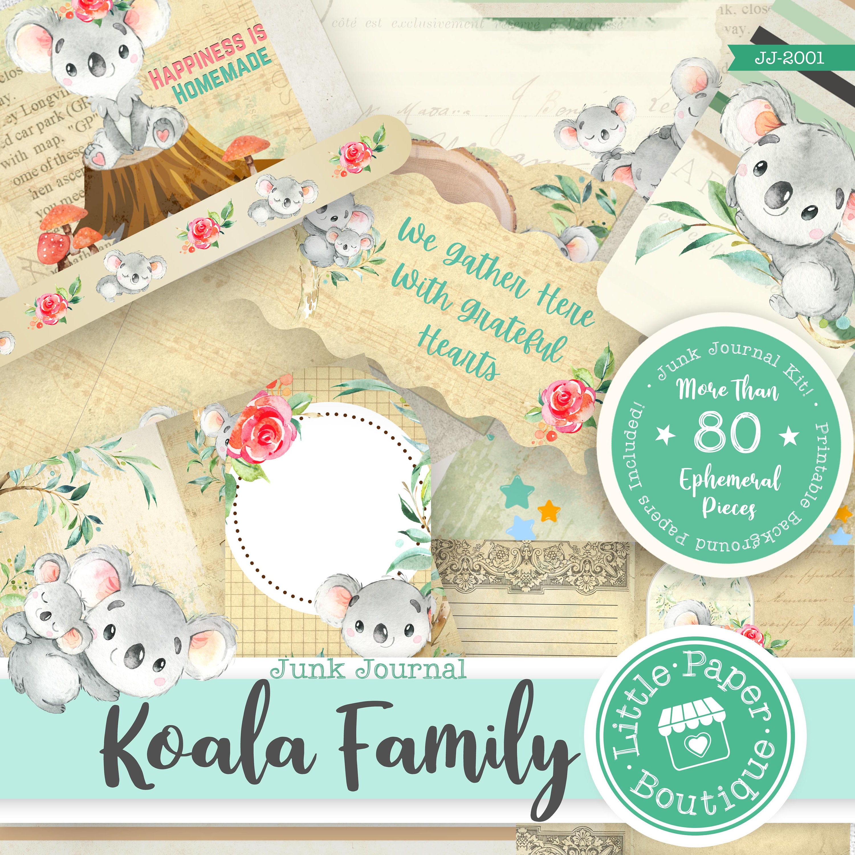 Koala Family Digital Junk Journal Kit FULL KIT Australian | Etsy