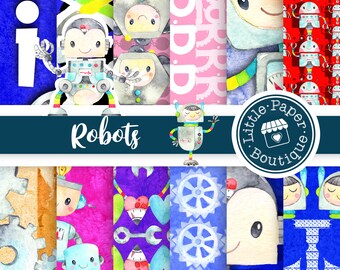 Premium Robots & Gears Clip Art With Vectors Friendly Robot - Etsy