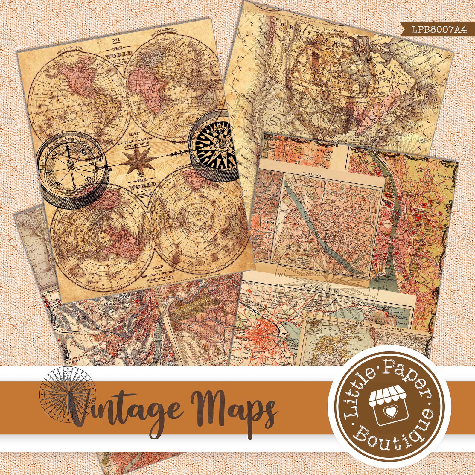 Digital Antique Map Printable Antique Old Map Double - Etsy