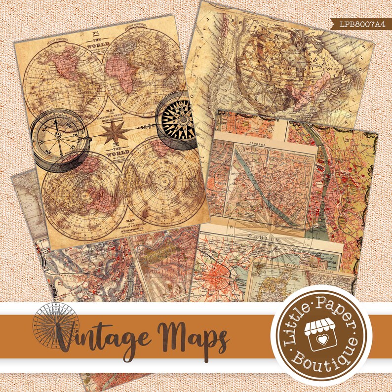 Digital Antique Map Printable Antique Old Map Double - Etsy