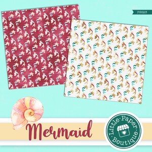 Mermaid Glitter Digital Papers, Nautical Papers, Ocean Papers, Glitter ...