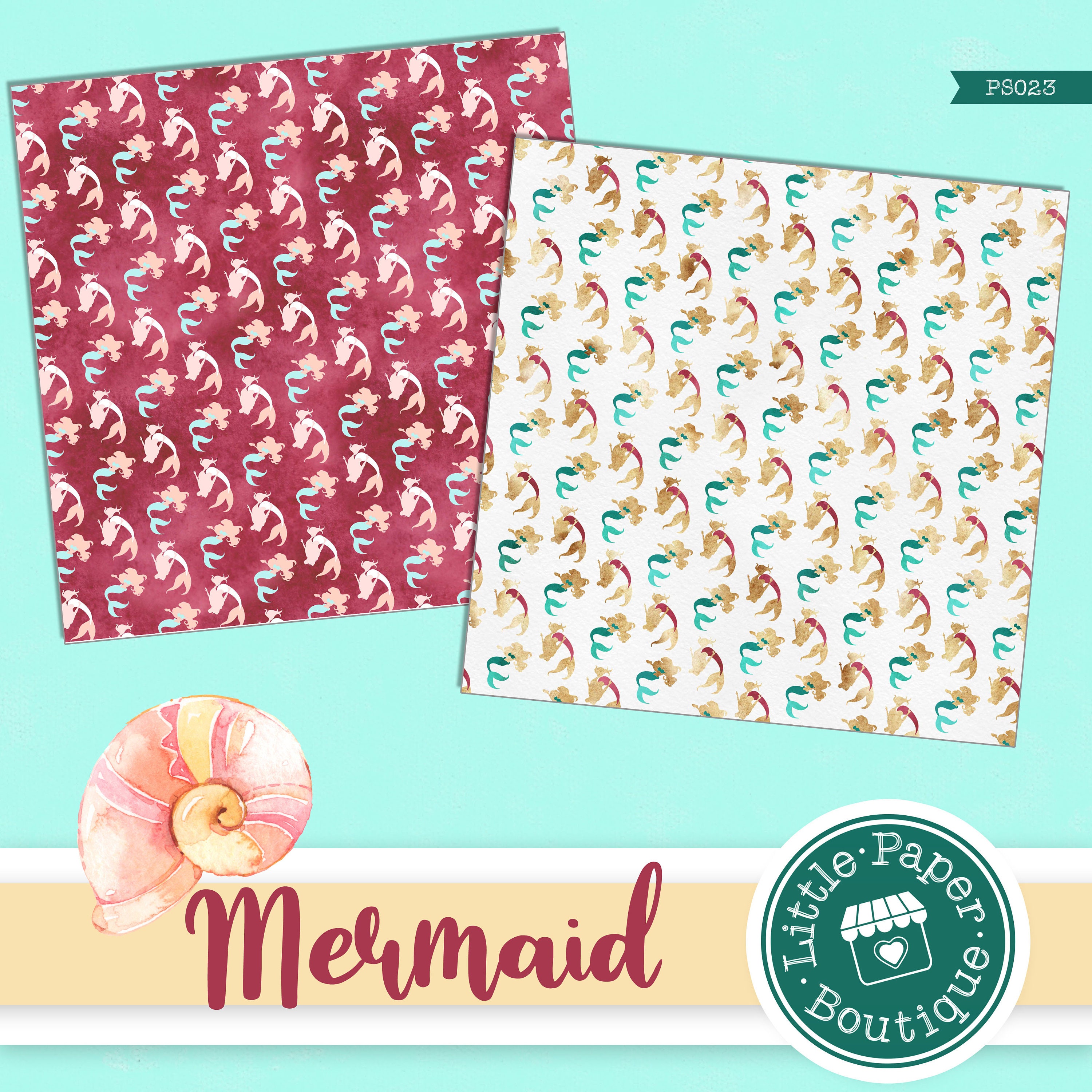 Mermaid Glitter Digital Papers Nautical Papers Ocean Papers | Etsy