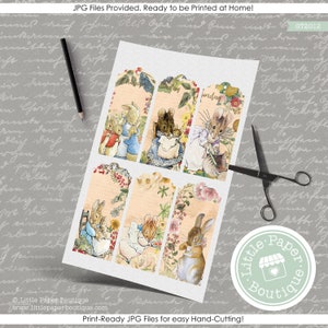 Peter Rabbit by Beatrix Potter Digital Gift Tags Printable, Vintage ...