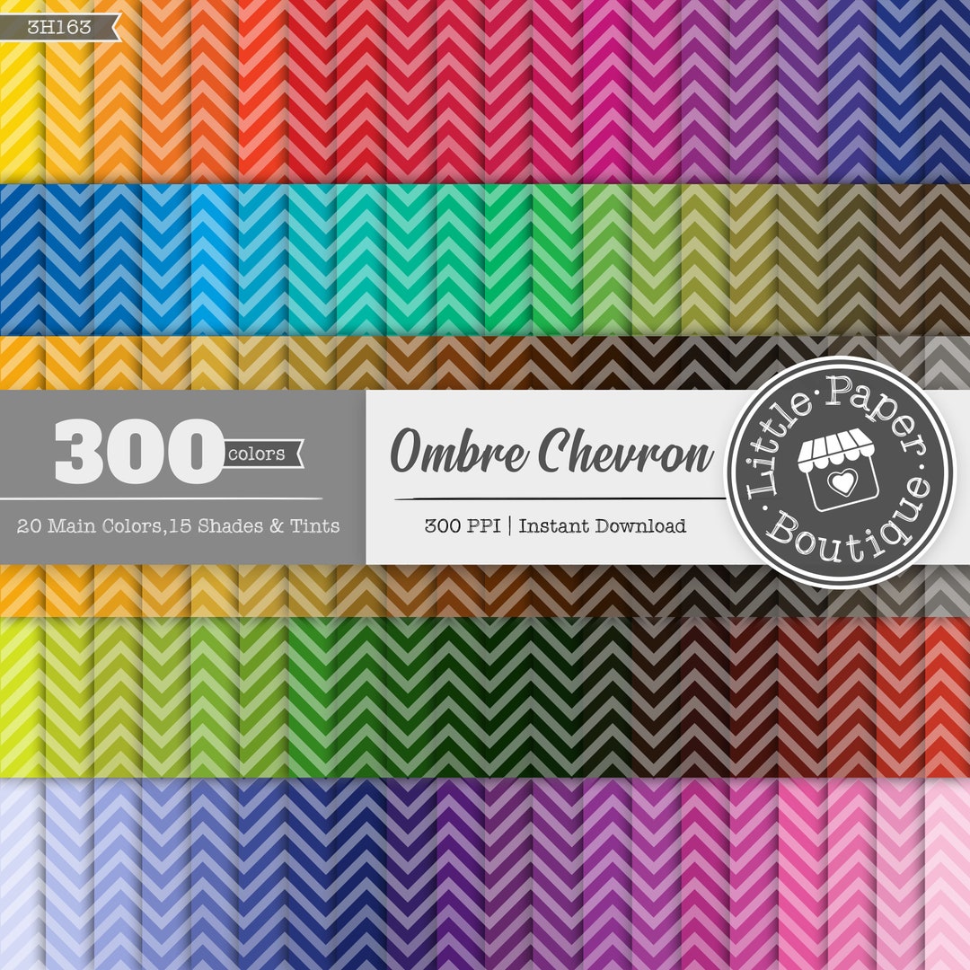 Ombre Chevron Digital Paper 100 Rainbow Colors Classic Geometric Ombre ...