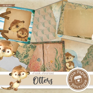 Sea Otters Family Digital Junk Journal Kit (FULL KIT) With Scrapbook Printable Papers, Tickets ...