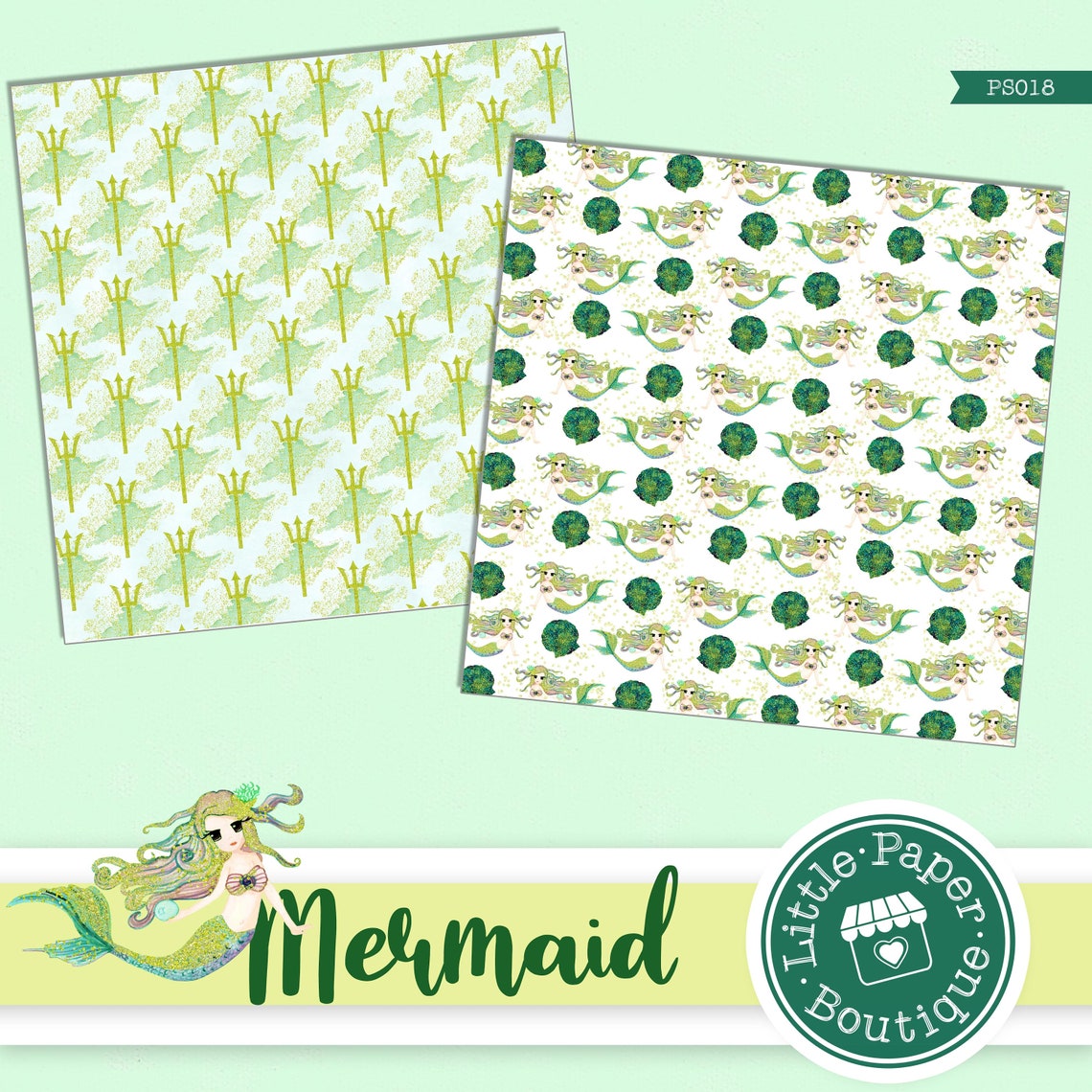 Golden Mermaid Digital Paper Mermaid Patterns Pink and | Etsy