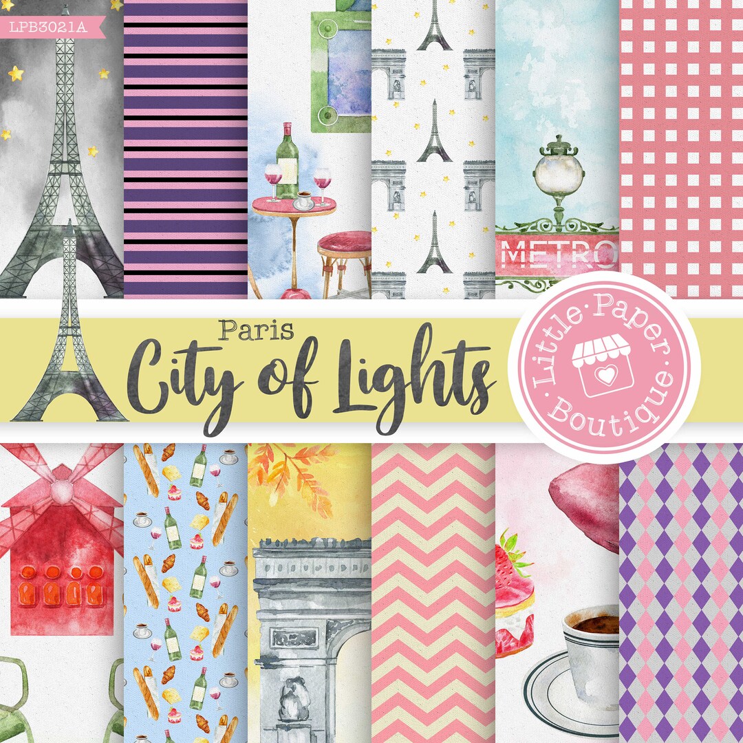 I Love Paris Paris Digital Paper, Eiffel Tower Printable Digital ...