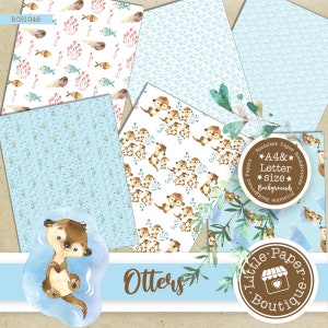 SEAMLESS Otter Scrapbook Paperswatercolor Otterscute Otters - Etsy