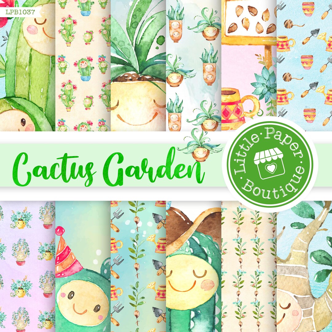 Cactus Digital Paper Cactuses Texture Succulents Pattern - Etsy