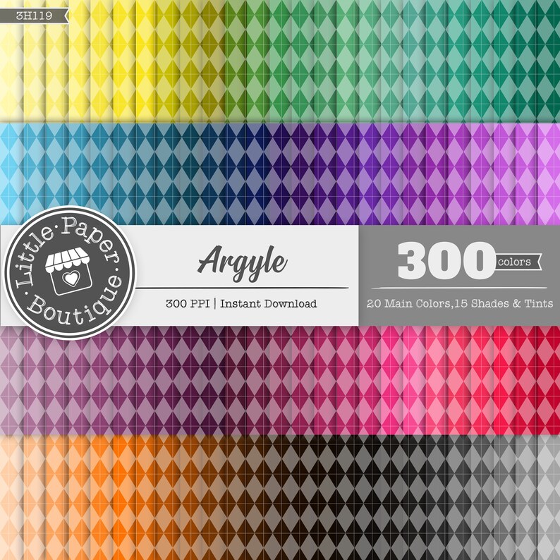 Argyle Digital Paper 100 Rainbow Colors Stitched Diamond | Etsy