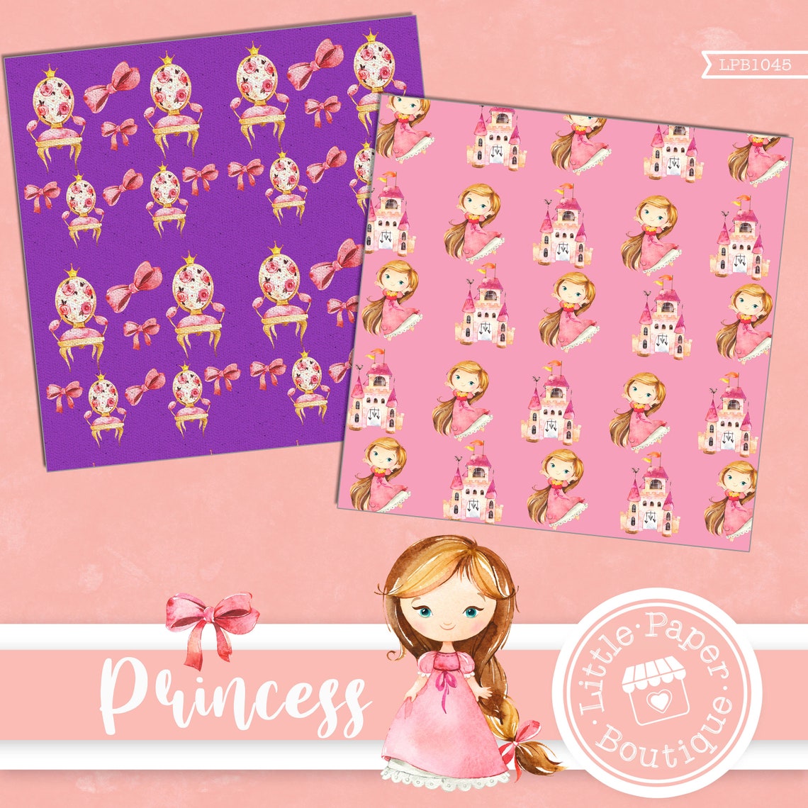 Little Princess Digital Paper Downloads Girl Printables | Etsy
