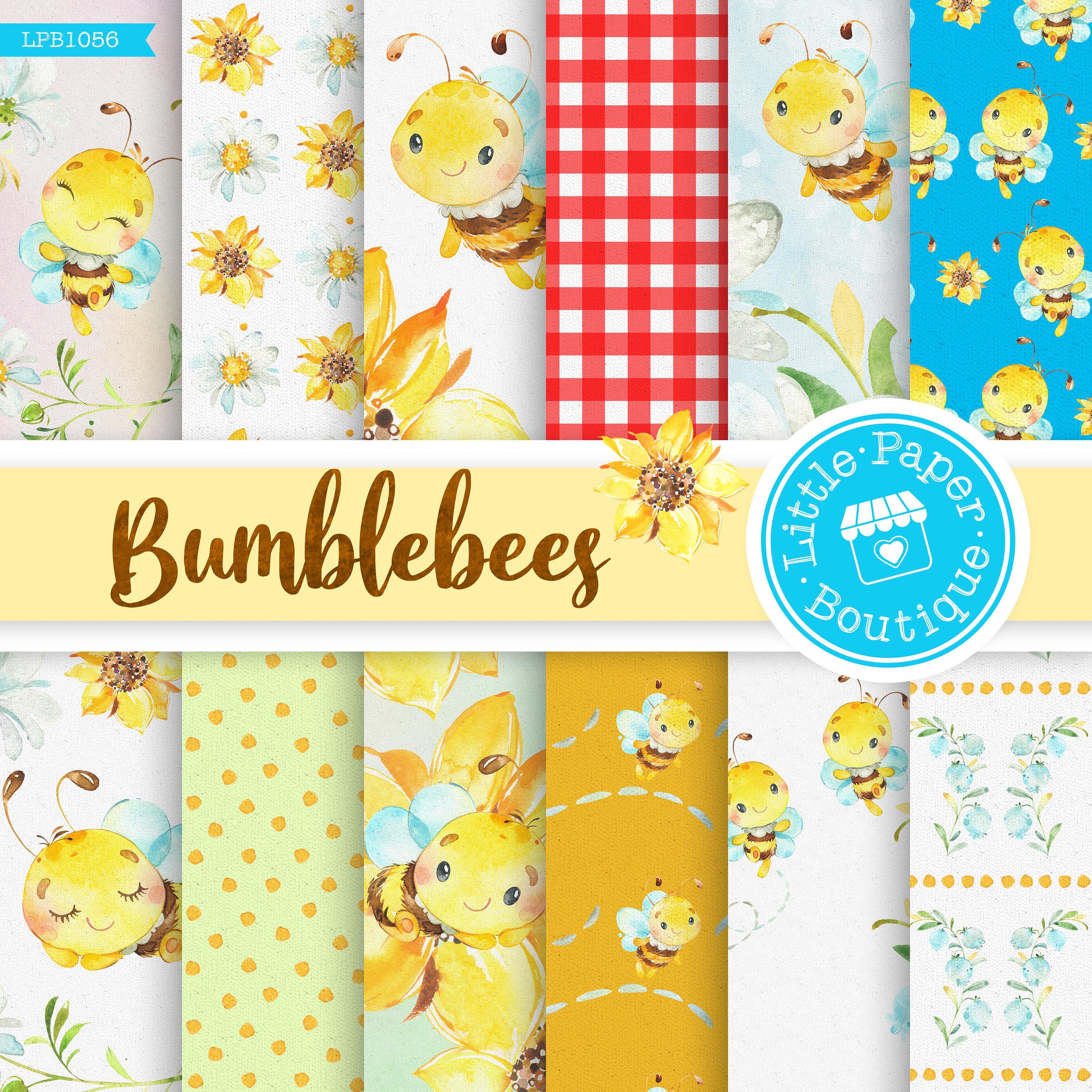 Bumble Bee Digital Papers Honeybee Digital Patterns Bee | Etsy