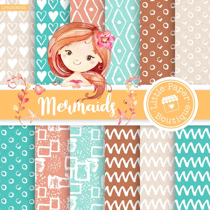 The Little Mermaid Digital Paper Princess Ariel Scrapbook - Etsy