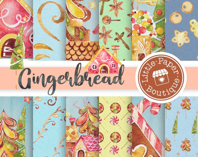 Gingerbread Digital paper: GINGERBREAD WONDERLAND Gingerbread house ...