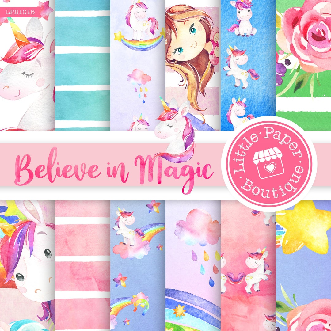 Unicorn Paper, Wizard School Magic Digital Paper Pack, Potter House ...