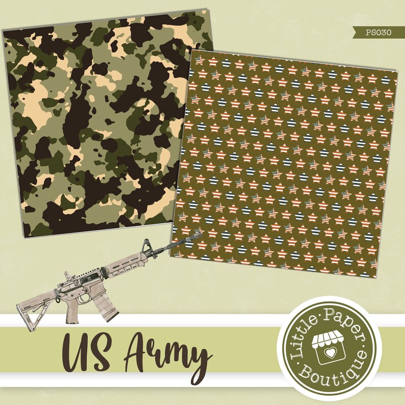 US Army Digital Paper, Army Theme Scrapbook, Military Scrapbook ...