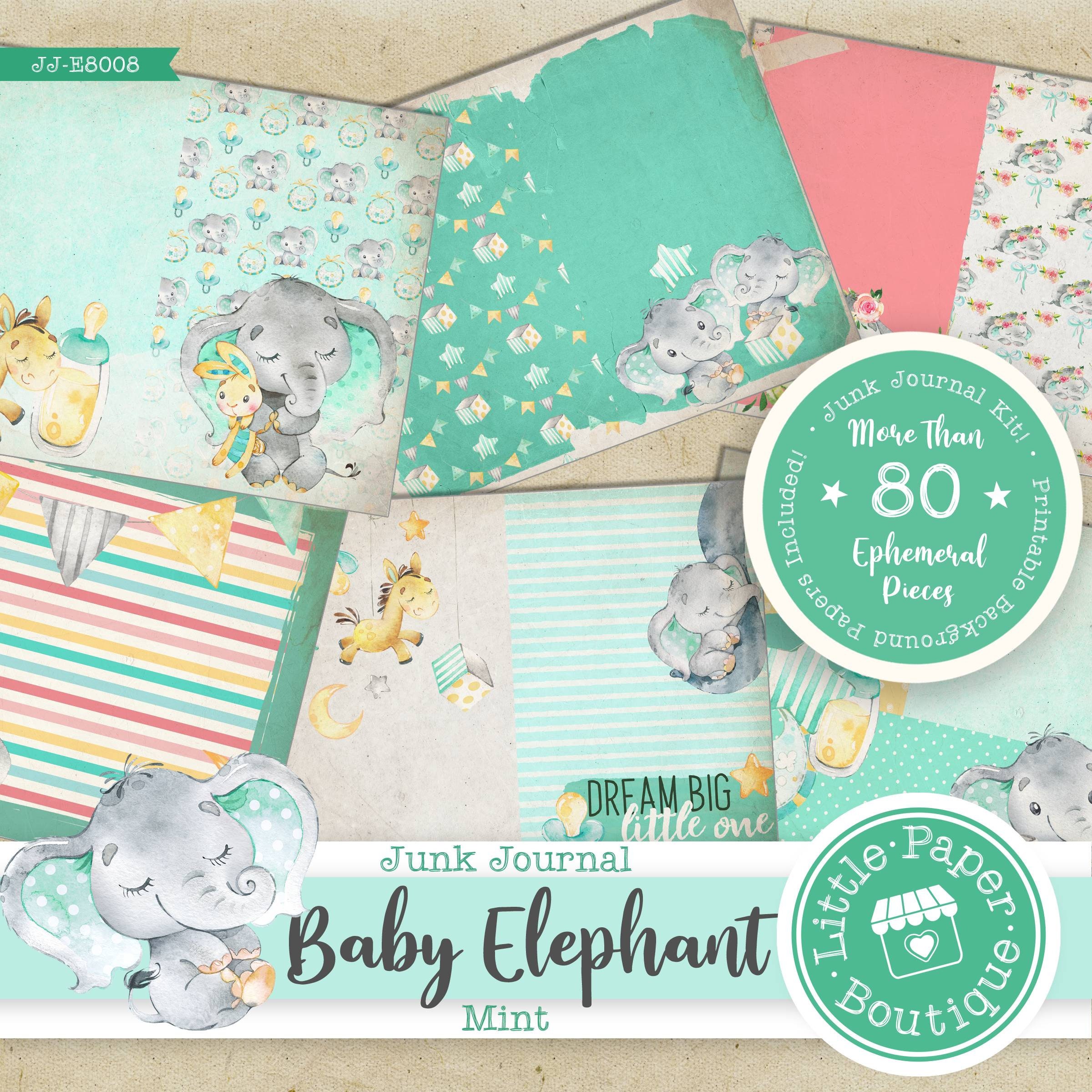 Baby Elephant Junk Journal Kit FULL KIT Gender Neutral in - Etsy