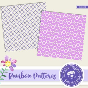 Bright Rainbow Digital Paper Set Rainbow Patterned Paper, Polka, Stripe ...
