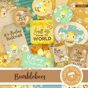 Honey Bees Digital Junk Journal Kit (FULL KIT) Bumble Bees and Hives ...