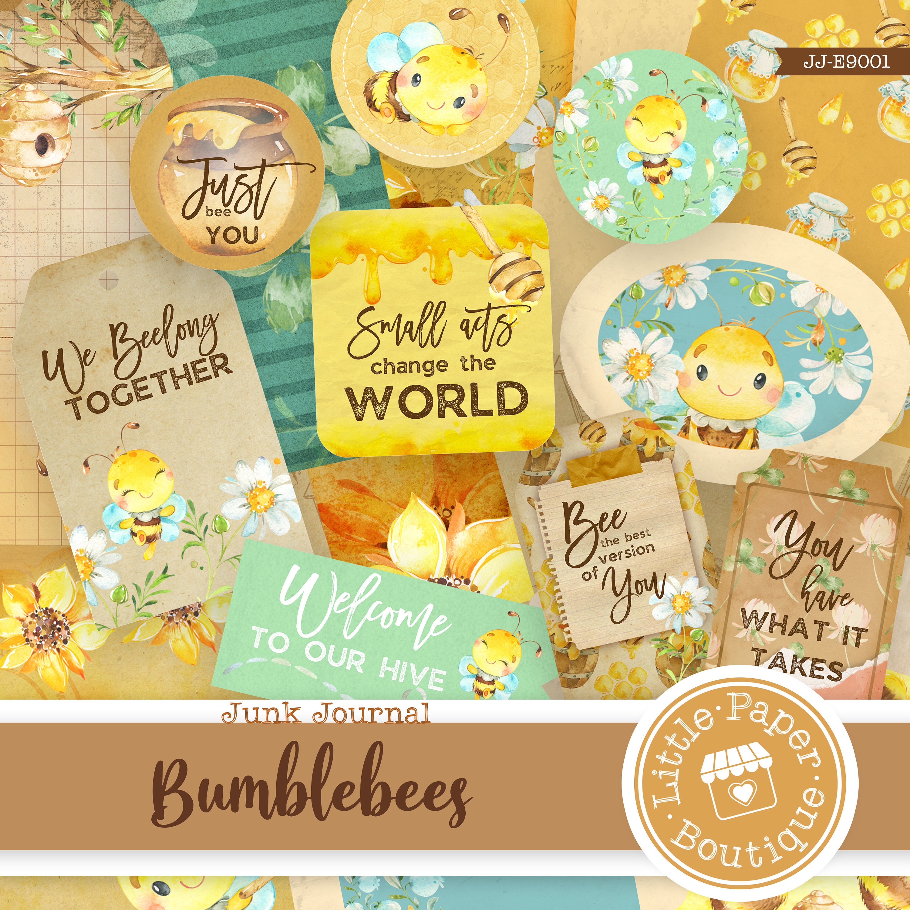 Honey Bees Digital Junk Journal Kit FULL KIT Bumble Bees and - Etsy