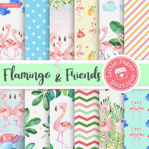 Flamingo Digital Paper Flamingos Papers Tropical Digital | Etsy