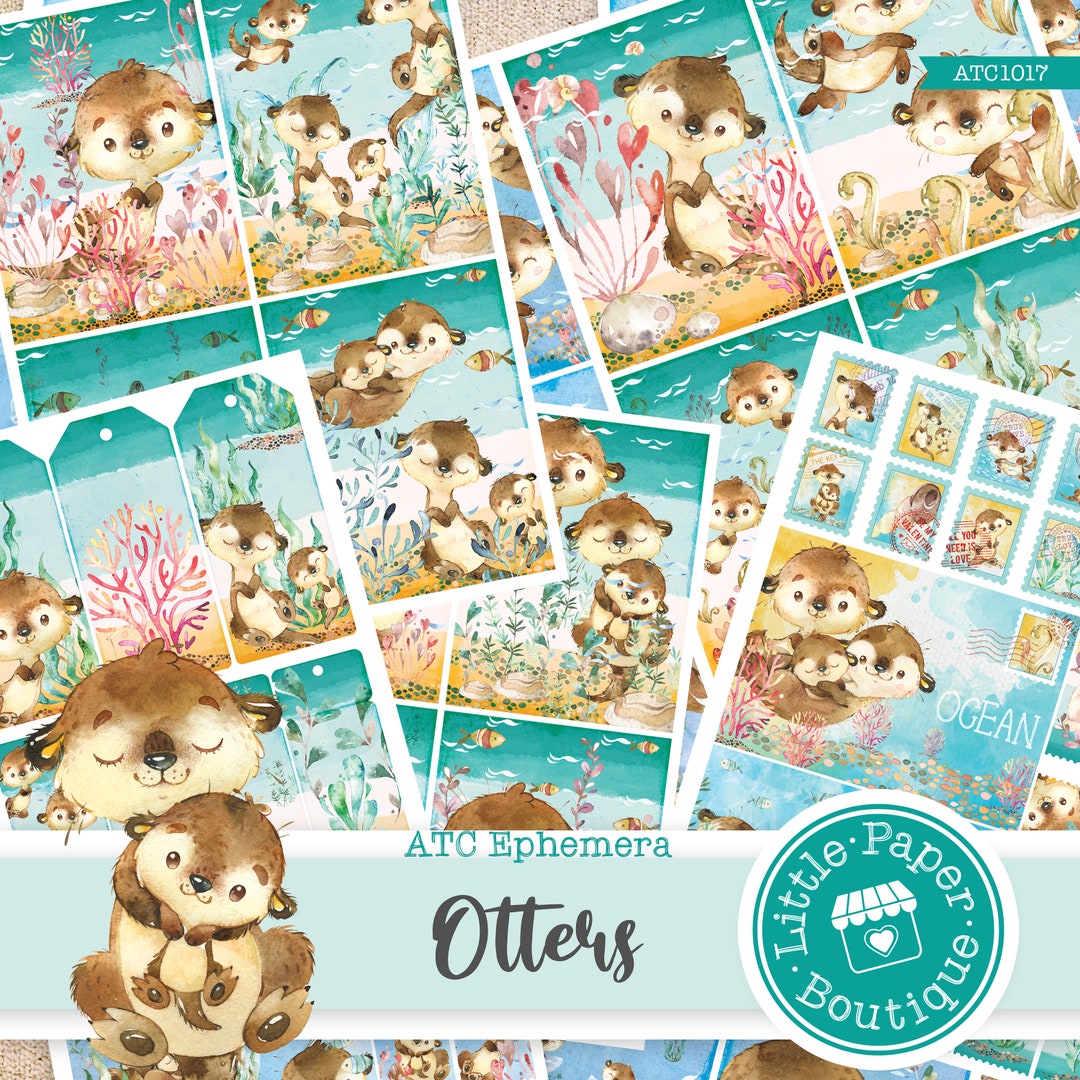 Otters Junk Journal Kit Printable Vintage Japanese ATC, Vintage ...
