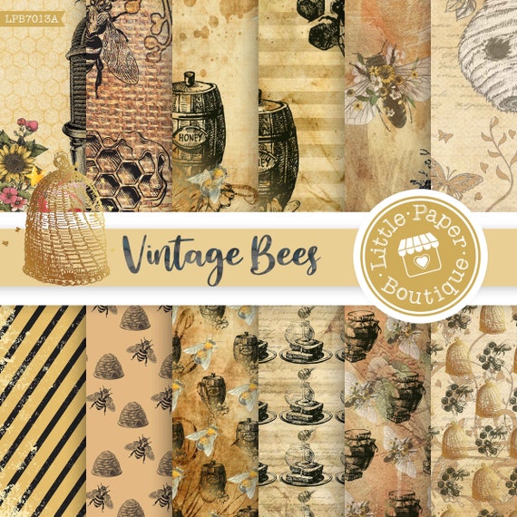 Busy Bee Digital Paper Scrapbook Papers Background Polka | Etsy